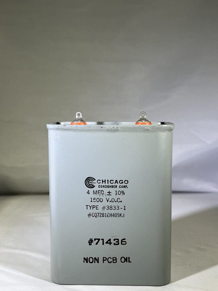 CQ72B1EH405K3 High Voltage Capacitor 4 MFD 1500 VDC P/N 3833-1 Chicago ...