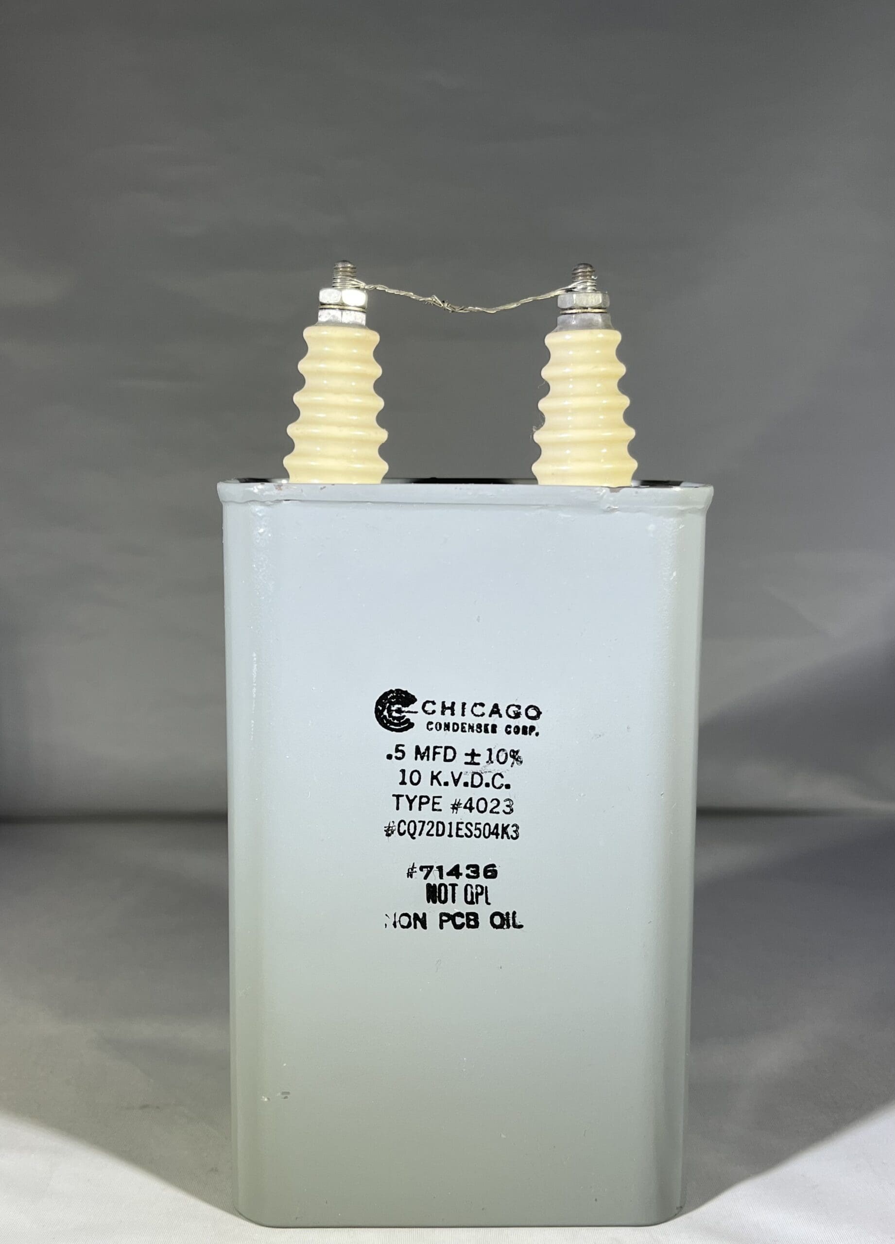 CQ72D1ES504K3 High Voltage Capacitor .5 MFD 10000 VDC P/N 4023 Chicago ...