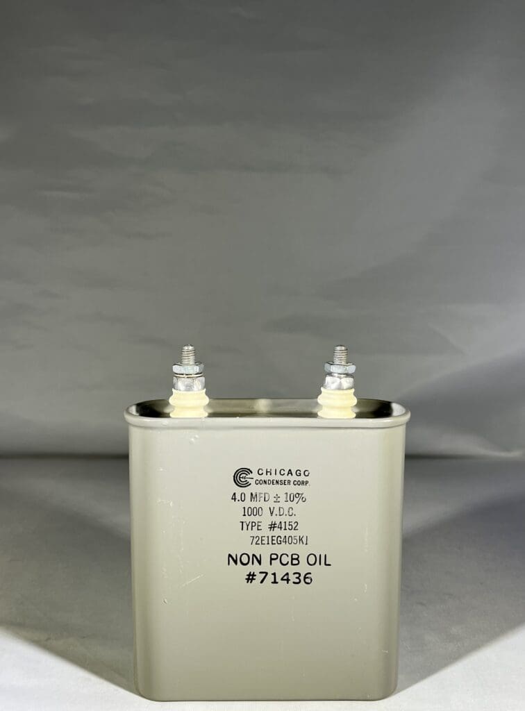 High Voltage Capacitor 4.0 MFD 1000 VDC P/N 4152 Chicago Condenser Corp ...
