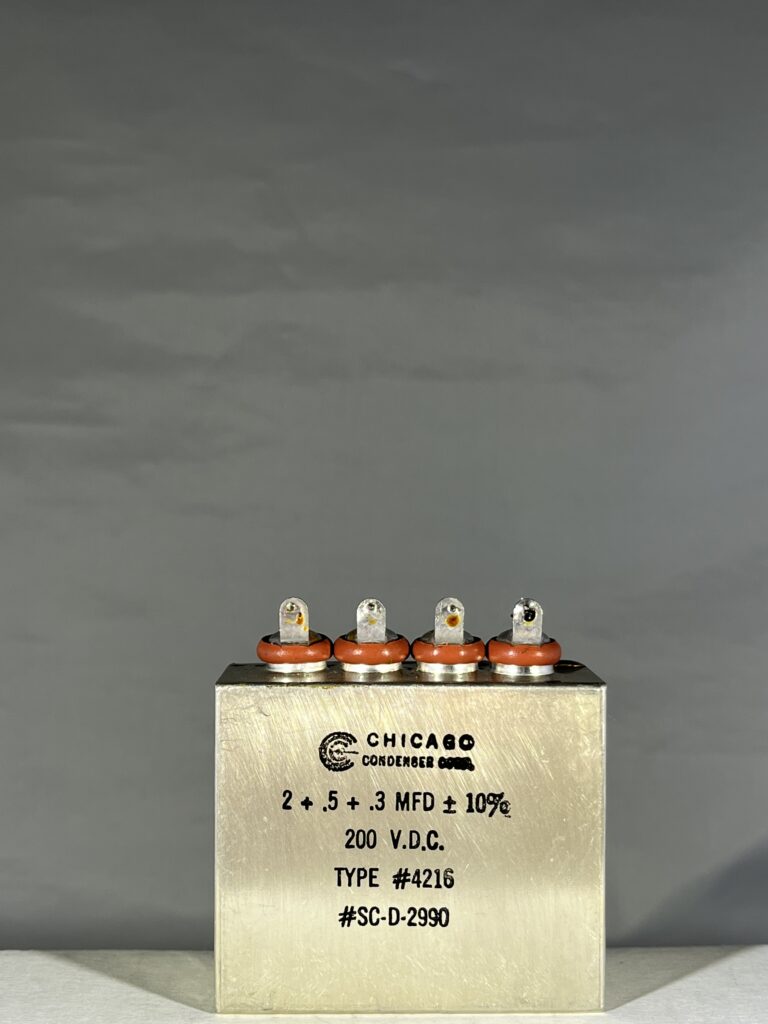 High Voltage Triple Capacitor 2/.5/.3 MFD 200 VDC P/N 4216 Chicago Condenser Corp - Capacitor ...