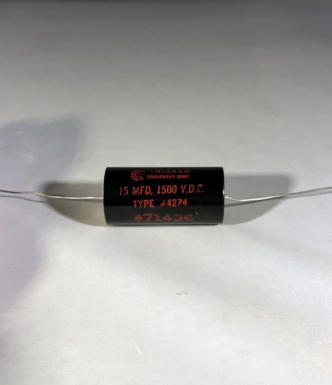 High Voltage Capacitor 15 MFD 1500 VDC P/N 4274 Chicago Condenser Corp ...