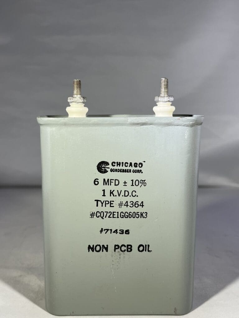 CQ72E1GG605K3 High Voltage Capacitor 6 MFD 1000 VDC P/N 4364 Chicago ...