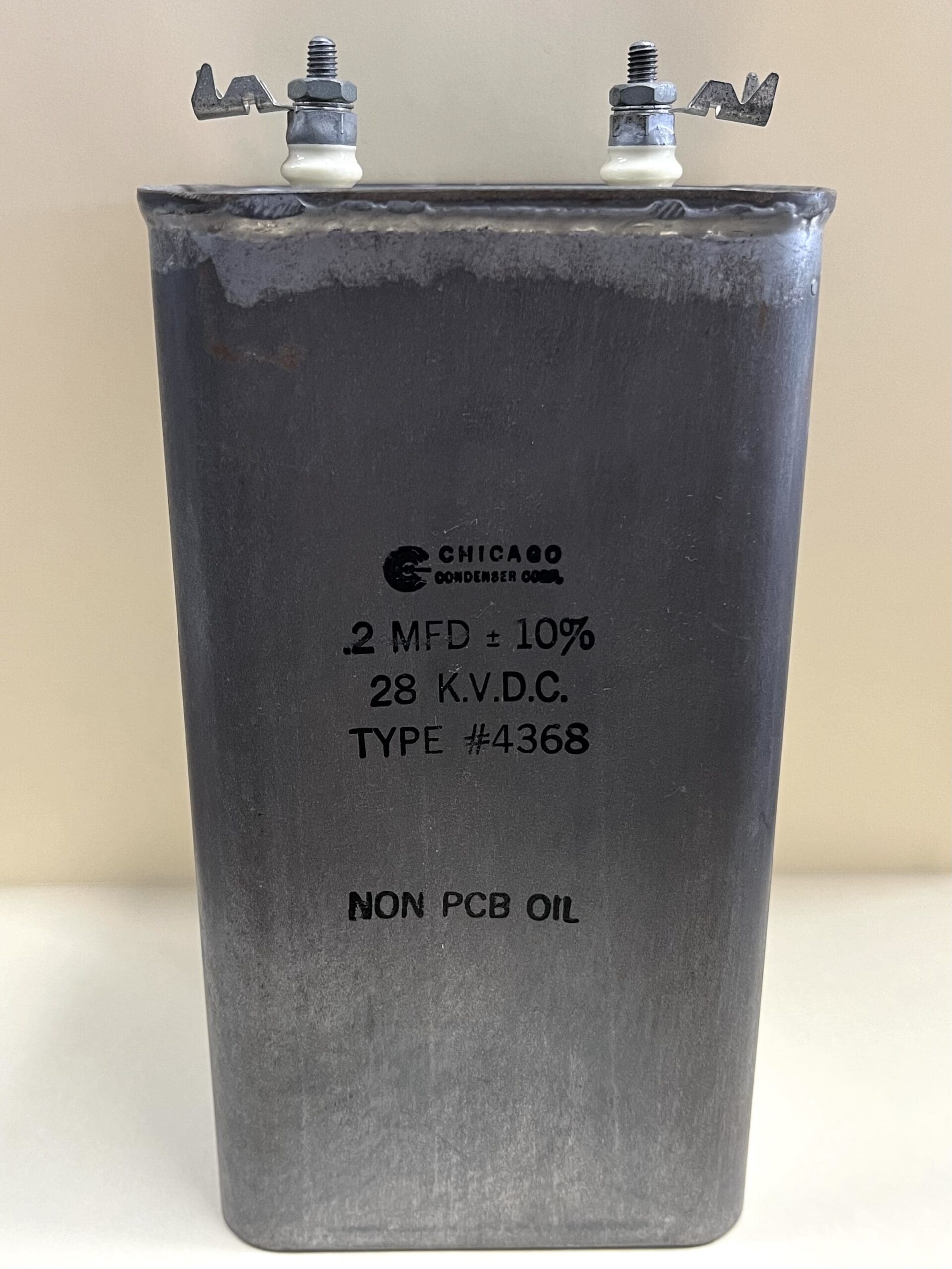 High Voltage Capacitor .2 MFD 28000 VDC P/N 4368 Chicago Condenser Corp ...
