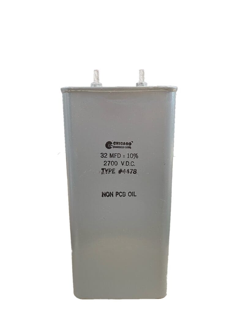 High Voltage Capacitor 32 MFD 2700 VDC P/N 4478 Chicago Condenser Corp ...
