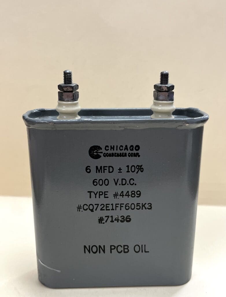 CQ72E1FF605K3 High Voltage Capacitor 6 MFD 600 VDC P/N 4489 Chicago ...