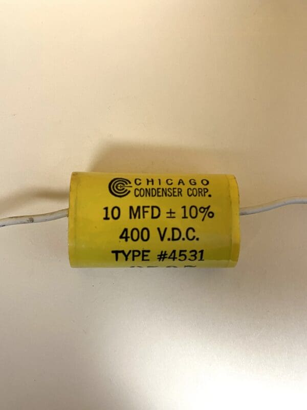 High Voltage Capacitor 10 MFD 400 VDC P/N 4531 Chicago Condenser Corp ...