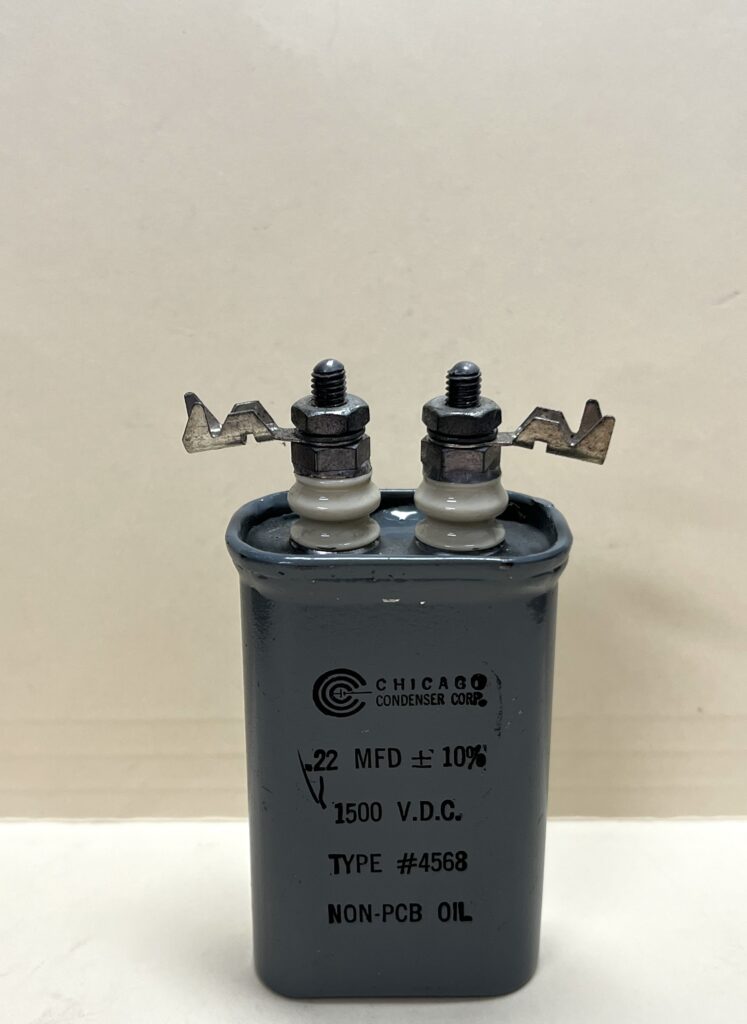 High Voltage Capacitor .22 MFD 1500 VDC P/N 4568 Chicago Condenser Corp - Capacitor Industries