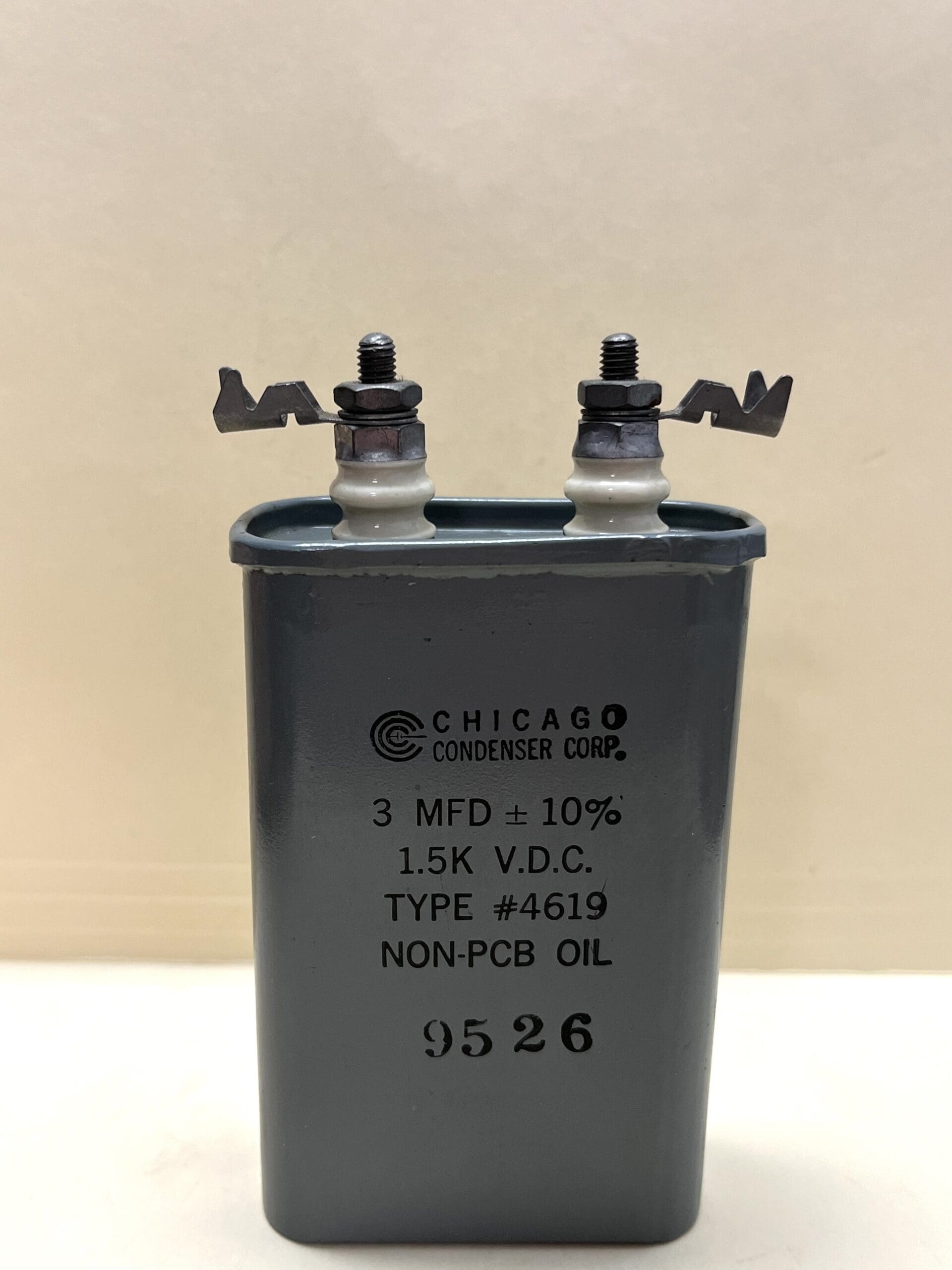 High Voltage Capacitor 3 MFD 1500 VDC P/N 4619 Chicago Condenser Corp ...