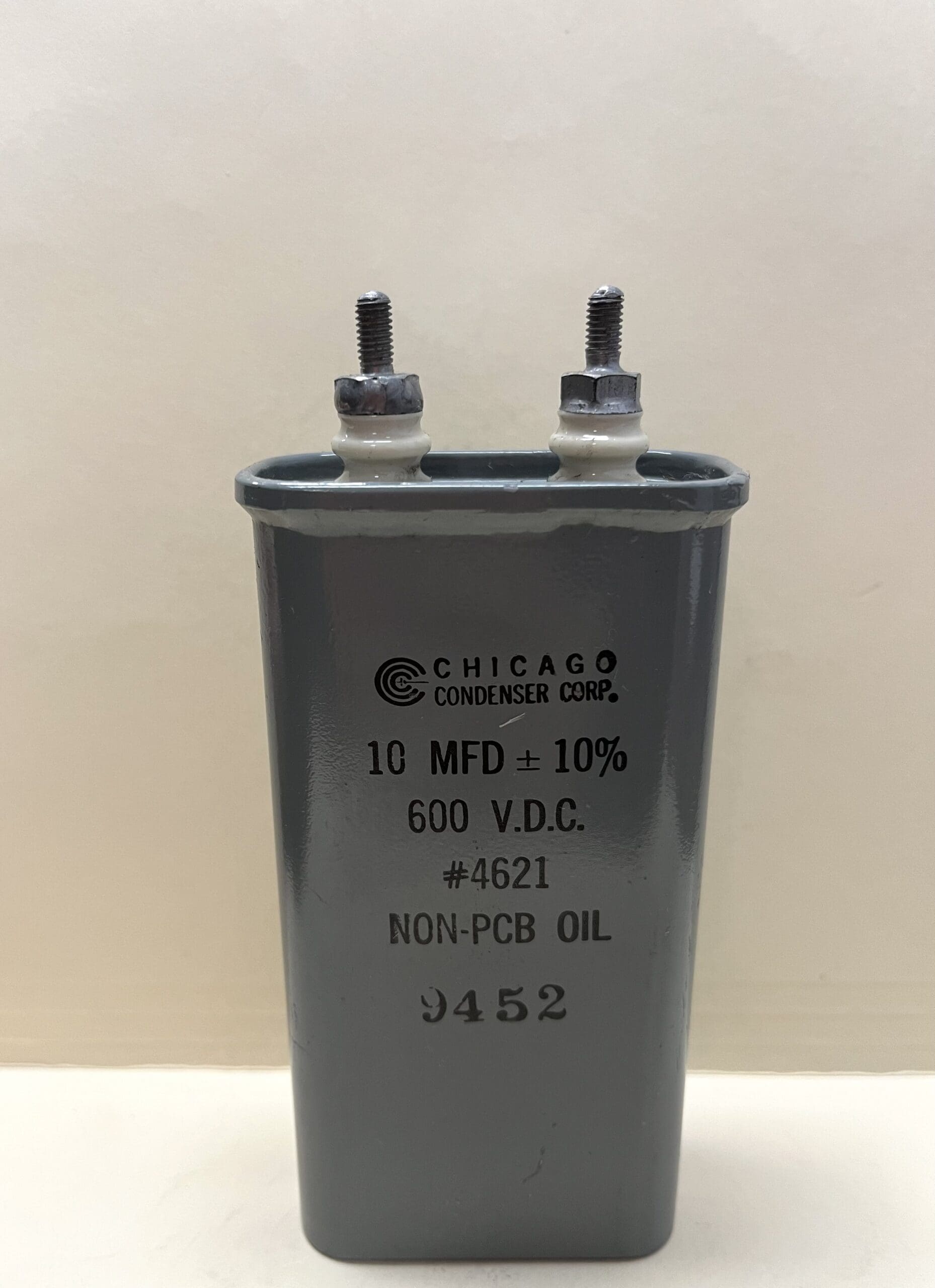 High Voltage Capacitor 10 MFD 600 VDC P/N 4621 Chicago Condenser Corp ...