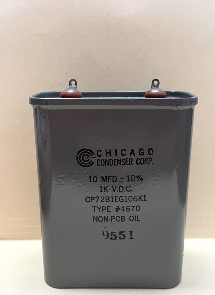 CP72B1EG106K1 High Voltage Capacitor 10 MFD 1000 VDC P/N 4670 Chicago ...