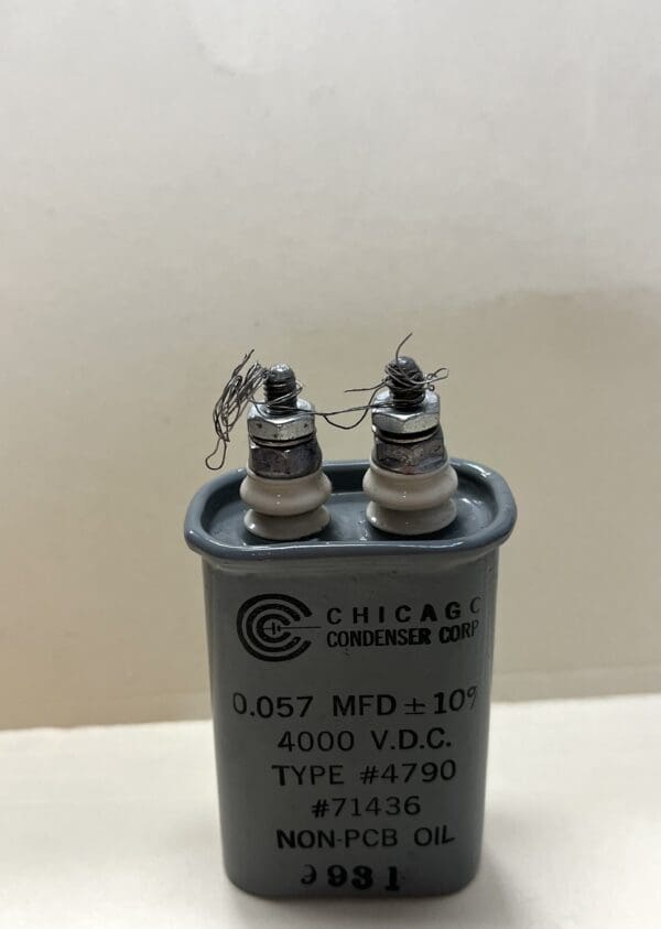High Voltage Capacitor 0.057 MFD 4000 VDC P/N 4790 Chicago Condenser ...
