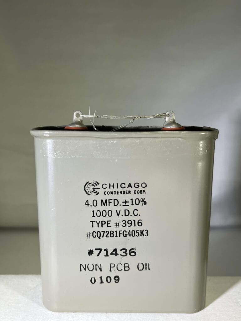 CQ72B1FG405K3 High Voltage Capacitor 4.0 MFD 1000 VDC P/N 3916 Chicago ...