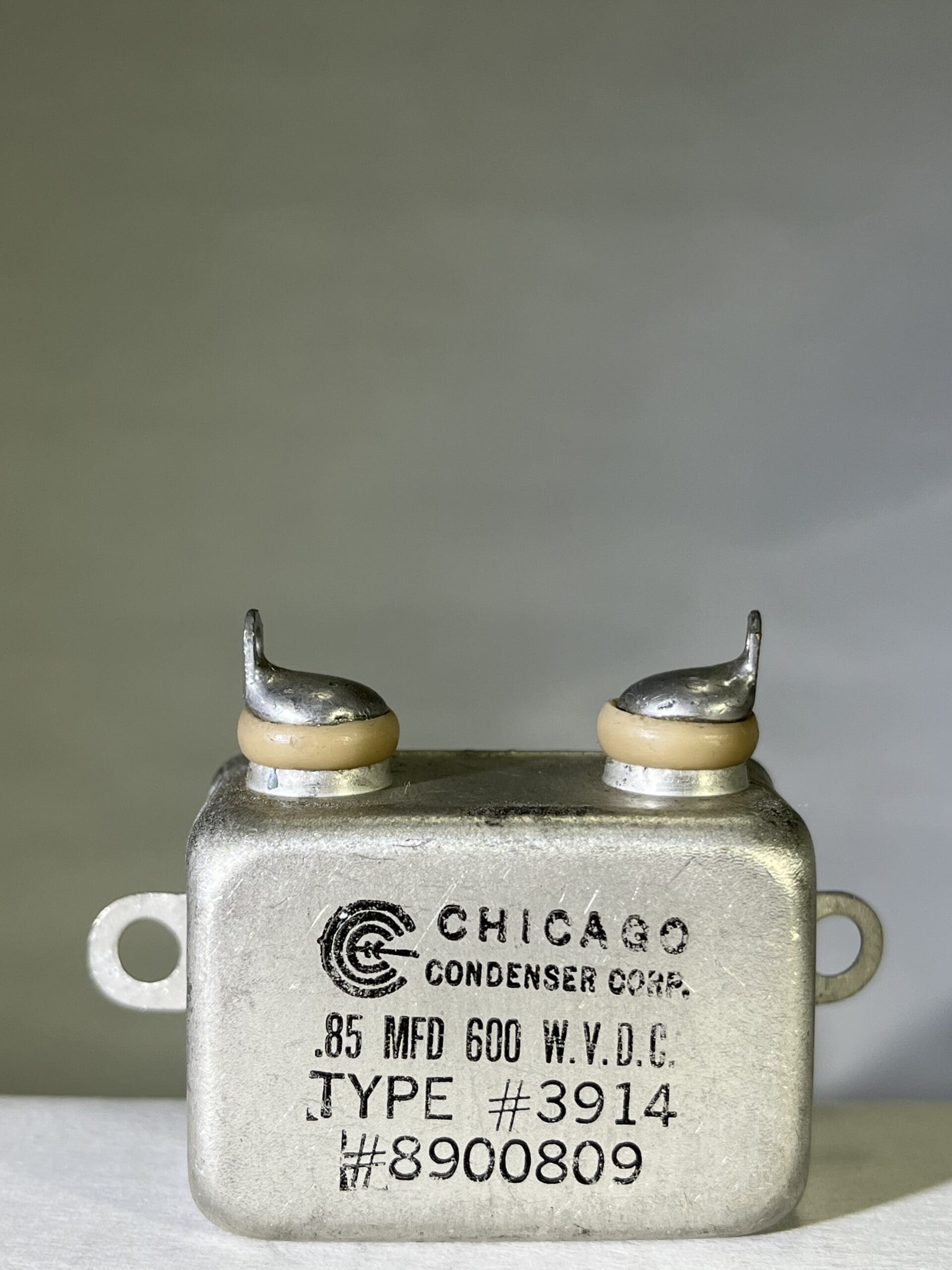 High Voltage Capacitor .85 MFD 600 WVDC P/N 3914 Chicago Condenser Corp ...