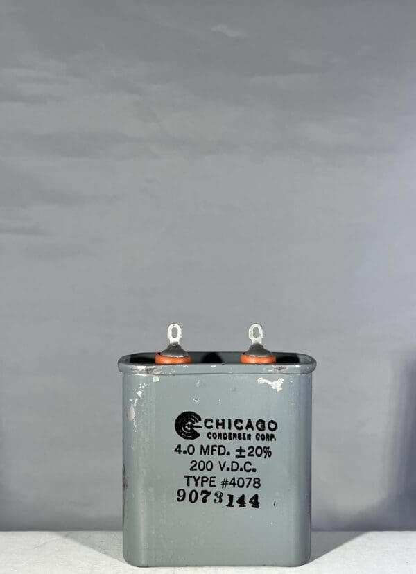 High Voltage Capacitor 4.0 MFD 200 VDC P/N 4078 Chicago Condenser Corp ...