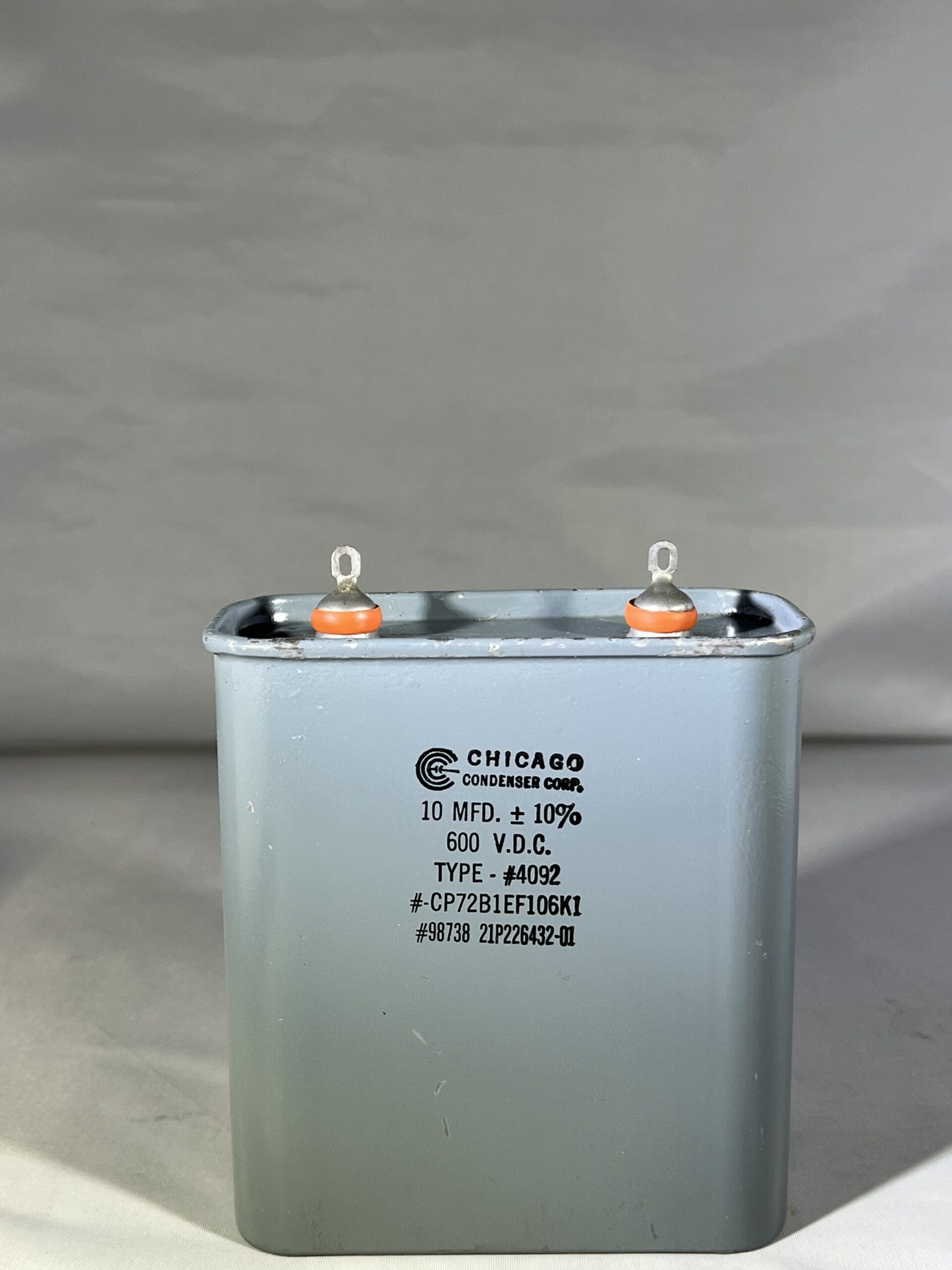 CP72B1EF106K1 High Voltage Capacitor 10 MFD 600 VDC P/N 4092 Chicago ...