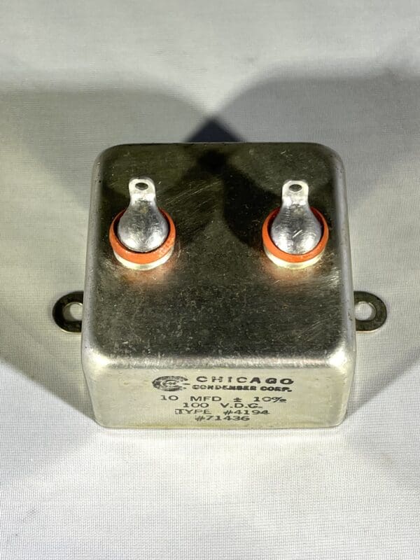 High Voltage Capacitor 10 MFD 100 VDC P/N 4194 Chicago Condenser Corp ...