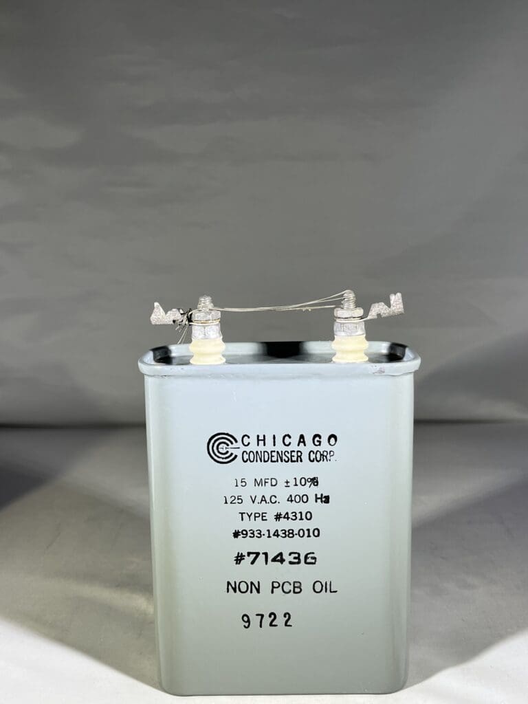 933-1438-010 High Voltage Capacitor 15 MFD 125 VAC P/N 4310 Chicago ...